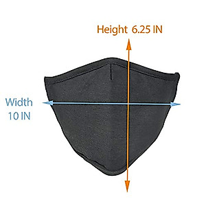 ililily Black Cotton Washable Nose Wired Face Mask Filter Pocket Wide Cover With Filter (Black)