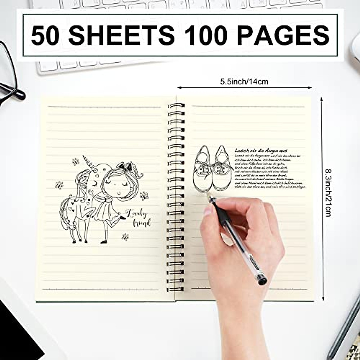 Yahenda Spiral Notebook College Ruled Journals Notebooks Lined 8.3 x 5.5 Inch Note Books Bulk A5 Writing Notebooks Thick Paper Notebook for Office Business School Supplies (Dark Green,18 Pcs)