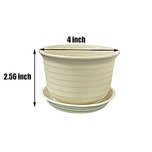 AQSXO 4 inch Planter Nursery Pots, Plastic Planters Pots for Plants Flower Transplanting with Drainage Holes and Saucers, 4 Colors 8 Pieces.
