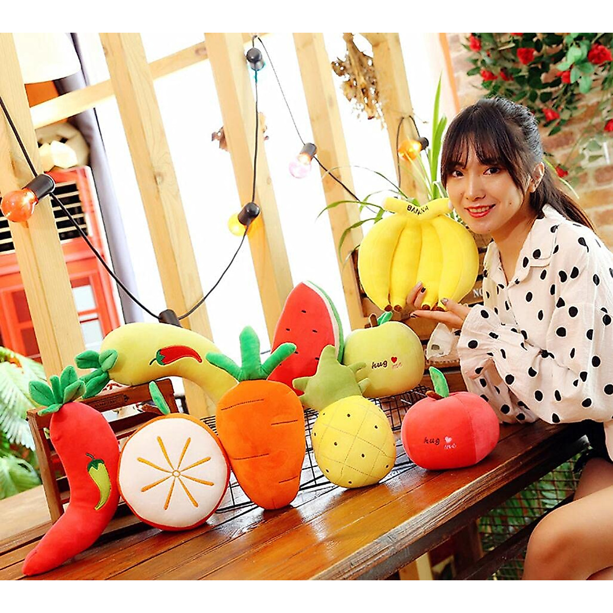 Cute rabbit Various Fruit Plush Toy Stuffed Vegetables Plush Toy Plush (Apple)