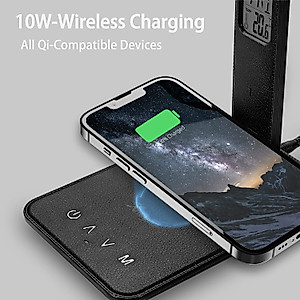 Xicyole Desk lamp,LED Lamp with Wireless Charger,USB Charger Port,Touch Control,3 Color Modes,5 Brightness Levels,Eye-Protecting Table Lamp,Led Lights for Bedroom,Home,Office,Black