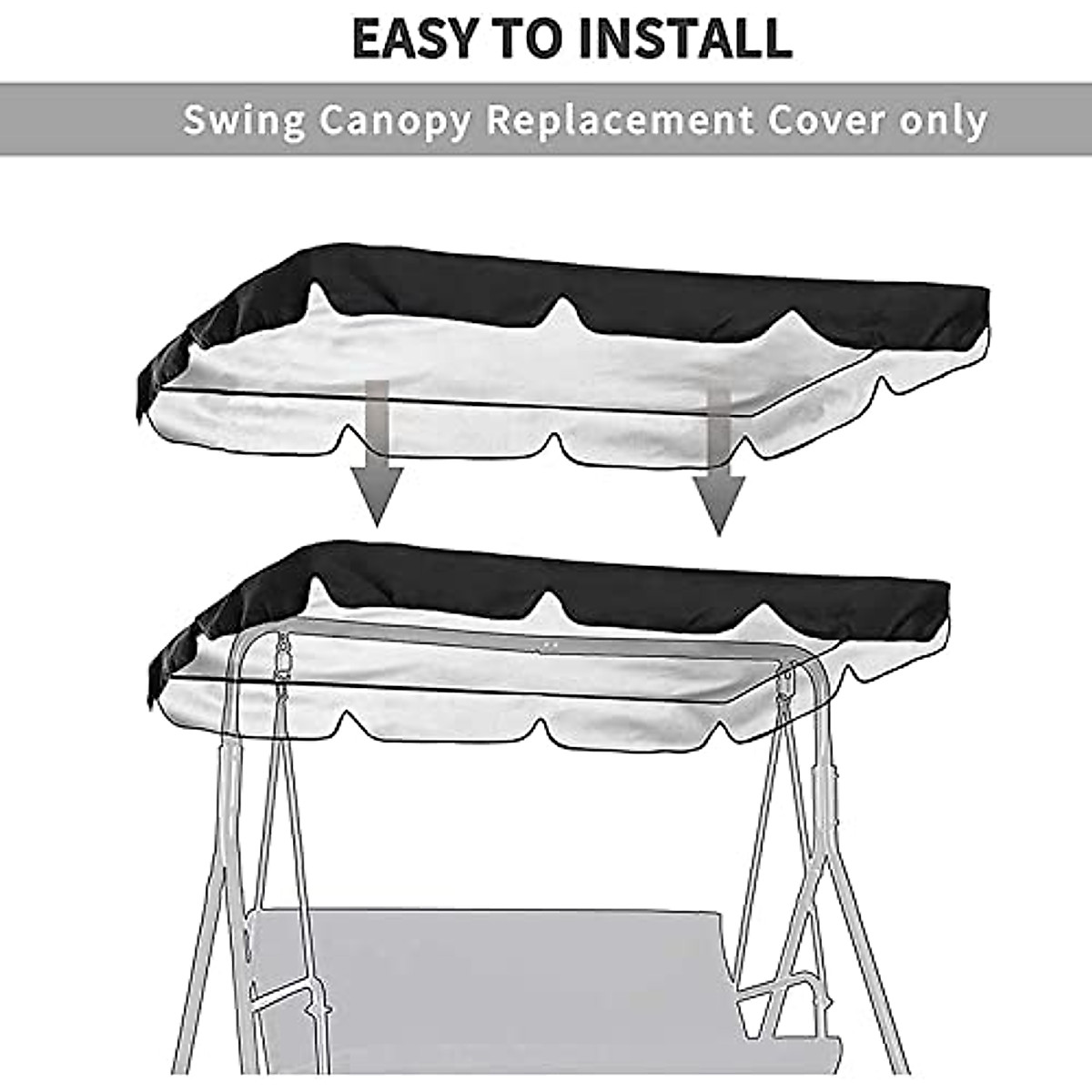BTURYT Outdoor Patio Swing Canopy Replacement Porch Top Cover Universal for Garden Patio Porch Yard Seat Furniture(top Cover only)