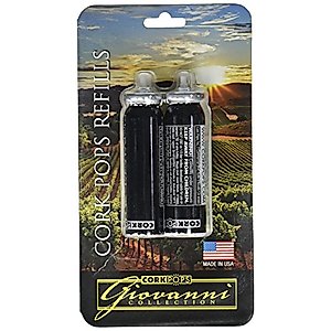 Cork Pops Black Giovanni Wine Bottle Opener Refills, Set of 2