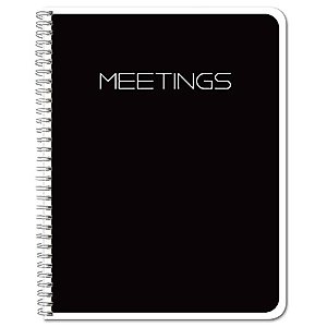 BookFactory Meeting Notebook/Meeting Book for Work- Black 120 Pages (Ruled Format), 8.5in x 11in, Wire-O Bound (MTG-120-7CW-A-(Meetings-K)-MX)