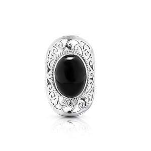 Black Onyx Tribal Vintage Lace Ring 925 Sterling Silver Gipsy Boho Chic (8)