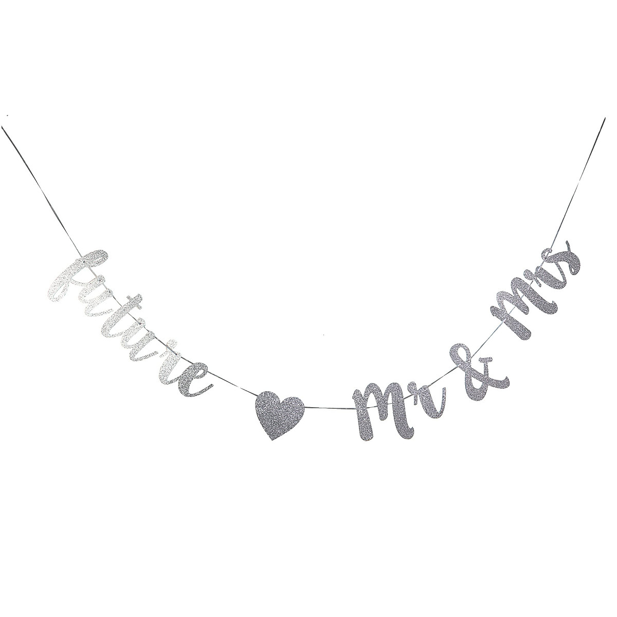 StarsGarden Silver Glitter Future Mr&Mrs Banner Hanging Garland -Perfect Decoration for Bridal Shower, Engagement, Bachelorette, Wedding Party, 2.5m (SG-22N447)