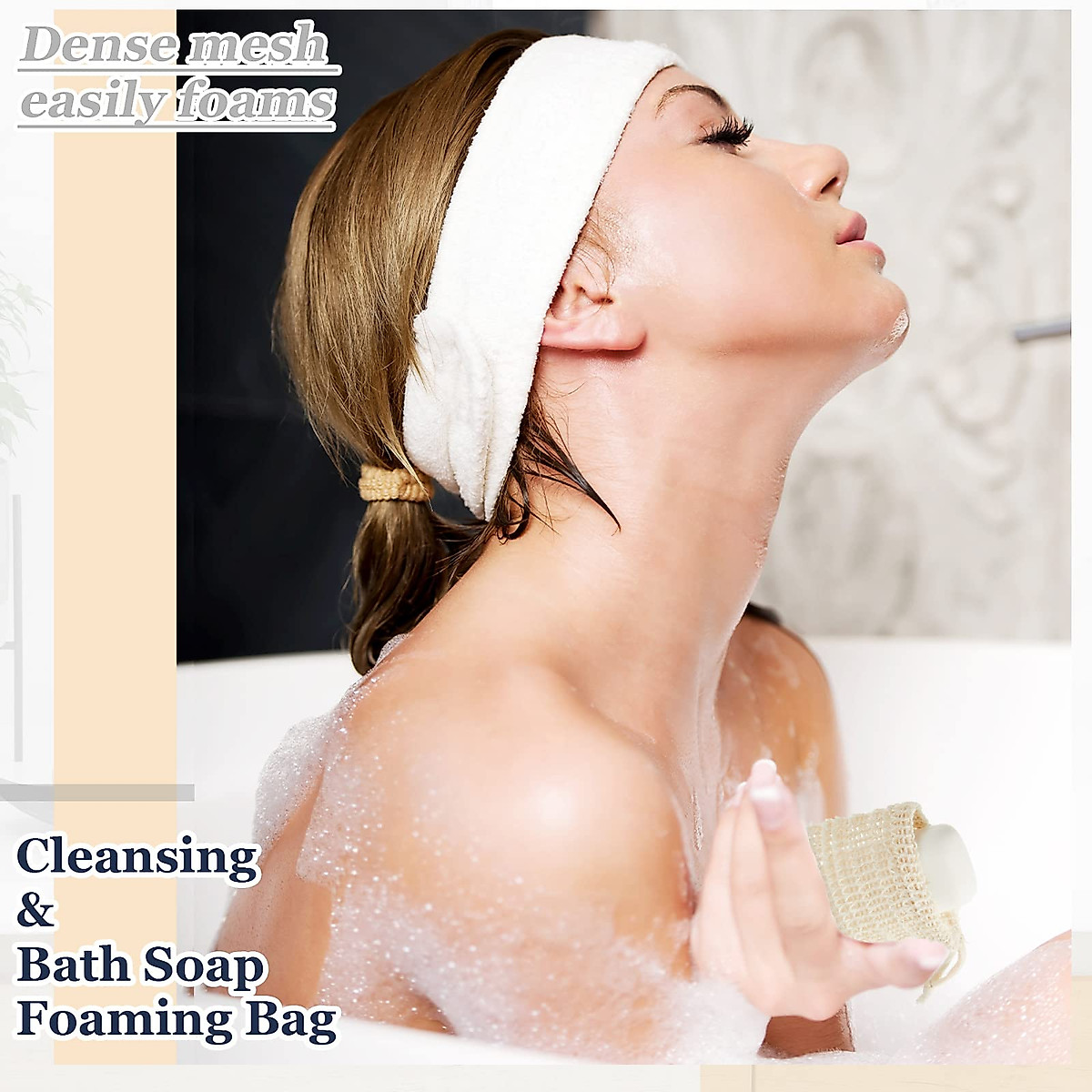 40 Pack Soap Exfoliating Bag Holder Set with 30 Pieces Mesh Sisal Soap Saver Bag Pouch and 10 Pieces Bamboo Wood Holder for Bath and Shower Use