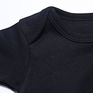 ROMPERINBOX Unisex Solid Black Baby Bodysuit 0-24 Months Multi-packs Interlock 195 Gsm (0-3M, Black 5 Pack)