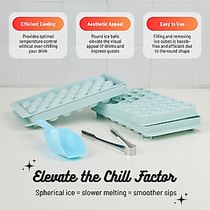 Next Level Home Ice Cube Tray - Ice Tray & Ice Cube Trays for Freezer with Lid and Bin - Sphere Ice Mold - Round Ice Cube Maker - Ice Molds Box