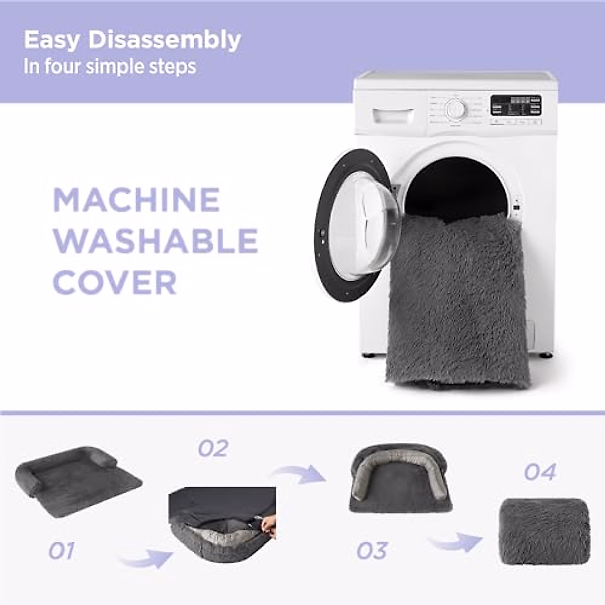 Lesure Calming Dog Couch Bed, Waterproof Dog Sofa Bed for Furniture Protector with Memory Foam Filling and Anti-Slip Handle, Removable Washable Pet Mat Cover, Dark Grey