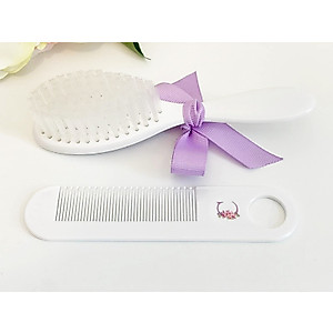 Personalized Baby Gift Girls - Baby Brush and Comb Set, Suitable for Ages 0-3 Years, New Baby Gift - Floral Initial Purple, Baby Gift