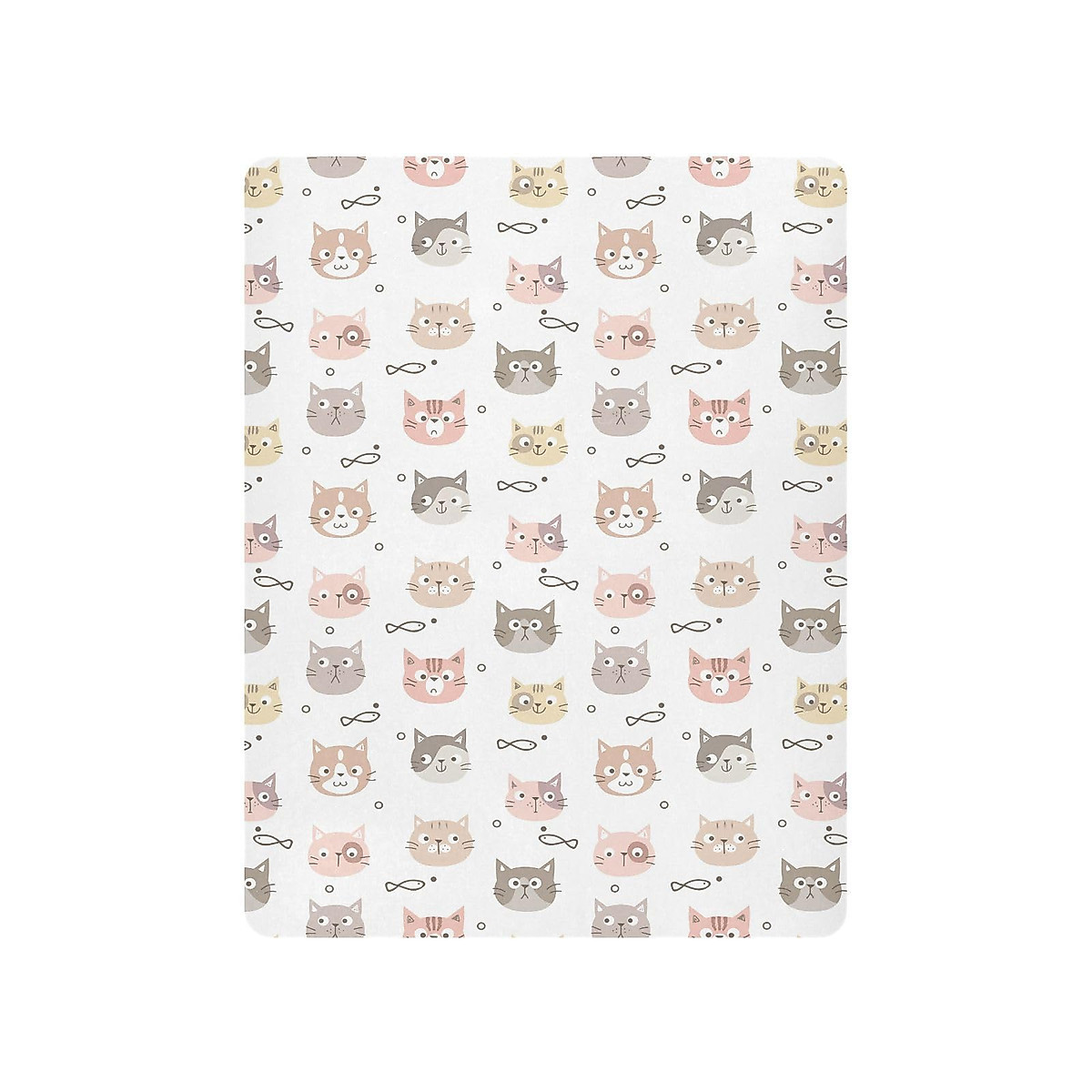 Kigai Cartoon Cat Face Crib Sheets for Boys Girls, Soft and Breathable Pack n Play Sheets, Portable Mini Stretchy Cribs Sheets, 52x28 Inch