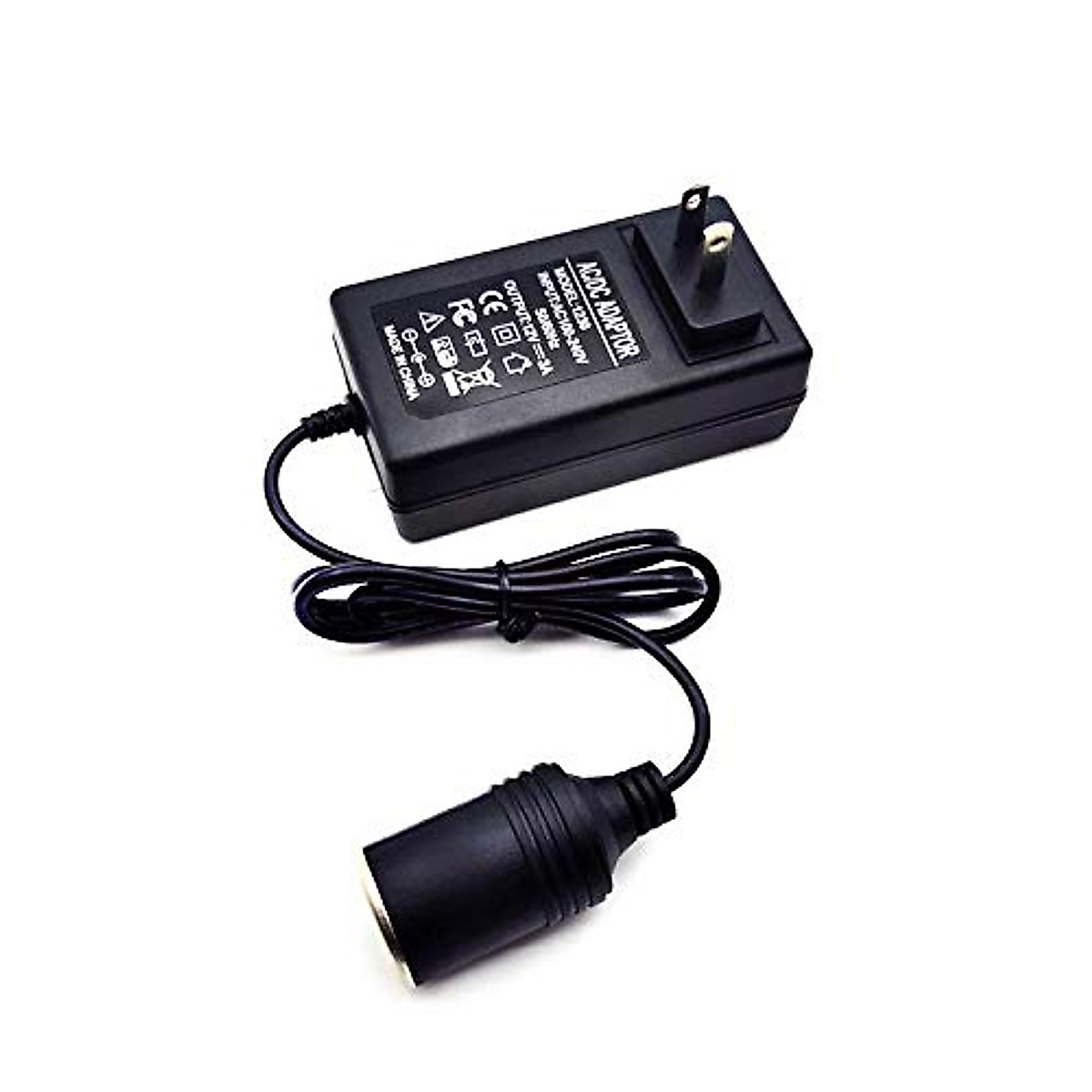 yelesley AC to DC Converter 12V 3A 36W Car Cigarette Lighter Socket 110-240V to 12V AC/DC Power Adapter AC to Car Cigarette Lighter Socket DC 12V 3A Power Converter