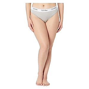 Calvin Klein Women's Modern Cotton Stretch Thong Panties, Grey Heather, Medium