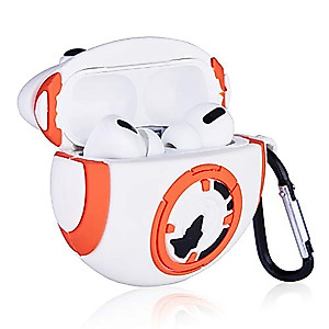 Jowhep Case for Airpod Pro 2019/Pro 2 Gen 2022 Silicone Carton Design Cute Cover Fashion Funny Kawaii Skin Shell for Airpods Pro Cases with Keychain for Girls Boys Kids, Blue White Robot 2 Packs