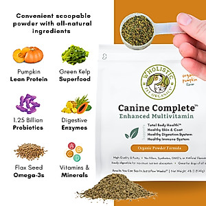 Wholistic Canine Complete with Organic Pumpkin for Dogs - 4 Lb - Dog Vitamins and Supplements with Pumpkin Powder for Digestion, Skin & Coat Health