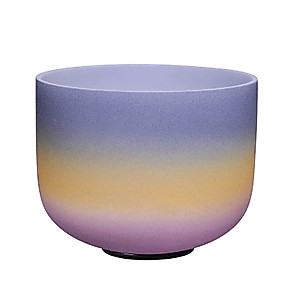 ENERGYSOUND 432Hz Perfect Pitch A 3rd Eye Chakra Rainbow Colored Frosted Quartz Crystal Singing Bowl 8 inch