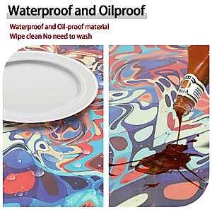 Opstellen Round Tablecloth Waterproof Fitted Boho Vinyl Table Cloth Summer Fall Outdoor Circle Cover for 36-44" Tables Dining Kitchen Apartment Essentials Picnic Camping Party Decor Housewarming Gifts