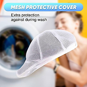 Baseball Hat Washer, Baseball Cap Washing Cage, Hat Holder for Washing, Foldable Washing Hat Rack Protector Cage, Hat Washer Cage for Washing Machine (White)