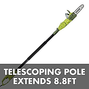 Sun Joe SWJ807E 10 inch 8.0 Amp Electric Convertible Pole Chain Saw, Green