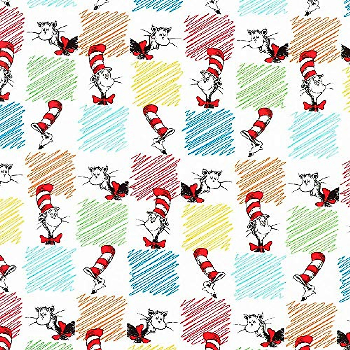 Robert Kaufman Fabrics Dr Seuss The Cat in The Hat Multi Checkerboard Cat
