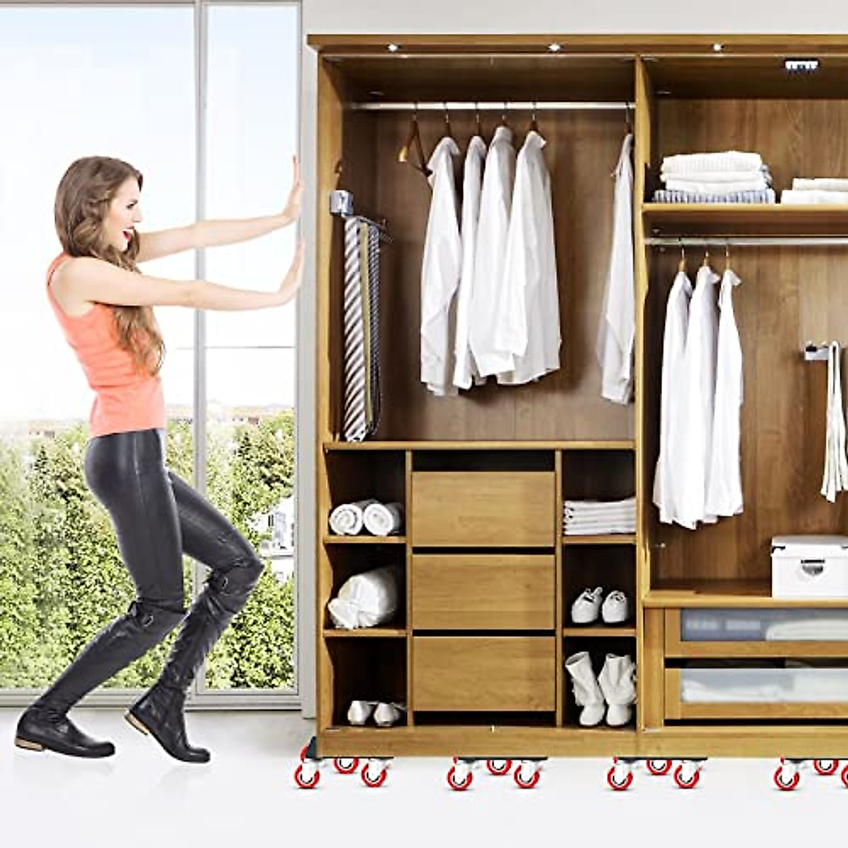 5 Wheel Furniture Dolly, 1100lbs Moving Dollies with 5 Wheels, 360° Rotation Moving Furniture Lifter for Heavy Duty, Heavy Furniture Mover Tool for Sofa Refrigerator Bed