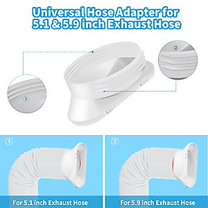 Upgraded Portable Air Conditioner Window Seal Kit, Suitable for All Exhaust Hose of 5.1 Inch/5.9 Inch, Adjustable Length AC Window Vent Kit Plates with Universal Coupler Adapter for Sliding Windows