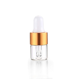 100,1ml (1/4 dram) Clear Glass Dropper Bottle,Empty Essential Oil Dropper Bottle Mini Glass Eye Dropper Vials With Pipette For Travel,Sample Test Perfume Liquid Container-1 Funnel&3 Dropper included