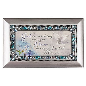 Cottage Garden Watching Over You Champagne Silver Petite Jeweled Music Box Plays Friend in Jesus