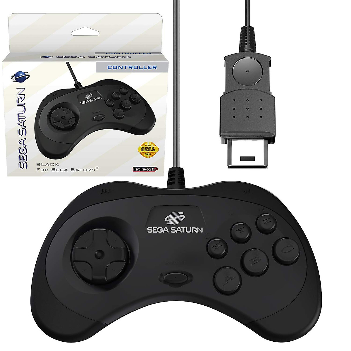 Retro-Bit Saturn Official Saturn Controller Pad - Original Port - Black
