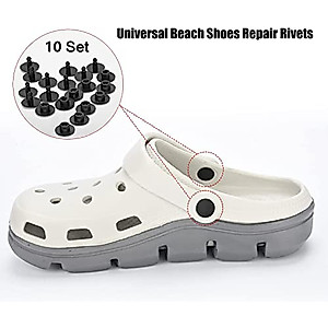 LUAATT Universal Beach Shoes Replacement Rivets,10 Set Repair Plastic Button for Men and Women Summer Shoes Strap (Black)
