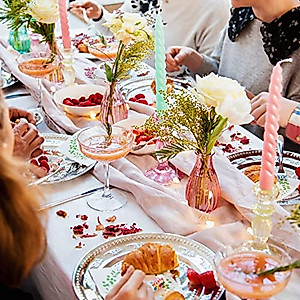 Talking Tables Green Glass Candlestick Holder Taper Candle Stand for Indoor or Outdoor Dining, Elegant Dinner Party Decorations, Birthday, Garden, Wedding, Christmas, Home Décor Large