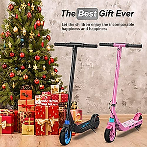 Aovopro Electric Scooter for Kids Age of 6-12,Flashing Rainbow Led Lights,Flashing Wheel and 6.5'' Wheels,UL Certified Kids Electric Scooter