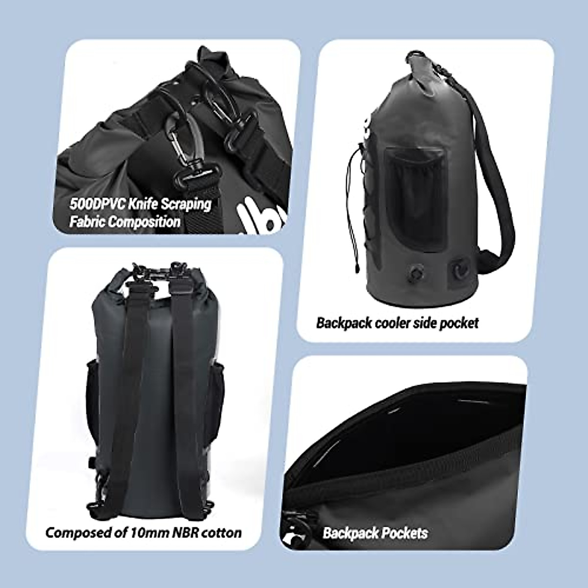 Iculbag Small Cooler Backpack Insulated Waterproof 20L/25Cans Backpack Coolers Insulated Leak Proof Roll Top Outdoors Ice Lunch Bags for Men Women Beach Camping Hiking Picnic Travel 18 Hours Cooling