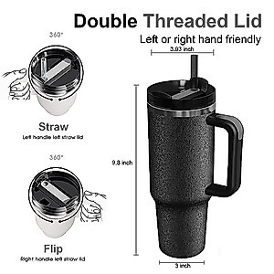 AFINSEA 40oz Tumbler with Handle,Insulated Tumbler with Lid and Straw,Double Wall Vacuum Stainless Steel Travel Mug Iced Coffee Car Cup for Hot and Cold Beverage(Night)