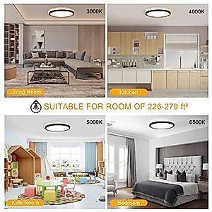 Marfete 2Pcs Flush Mount LED Ceiling Light Dimmable with Remote Control, 12 Inch 25W 3 Color Temperature Close to Ceiling Light 3000-6500K, Modern Ultra-Thin Round Ceiling Lamp, for Bedroom