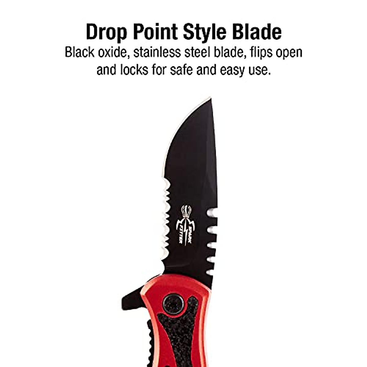 Sunex KNSPARKP Spark Fitter Electrician's Knife with Drop Point Blade and #1 Phillips Driver, Dual Serrated Edges, Lightweight Aluminum Handle & Multi-Purpose Clip