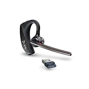 Poly Voyager 5200 UC Wireless Headset & Charging Case (Plantronics) - Single-Ear Bluetooth Headset w/Noise-Canceling Mic - Connect Mobile/Mac/PC via Bluetooth - Works w/Teams, Zoom - Amazon Exclusive