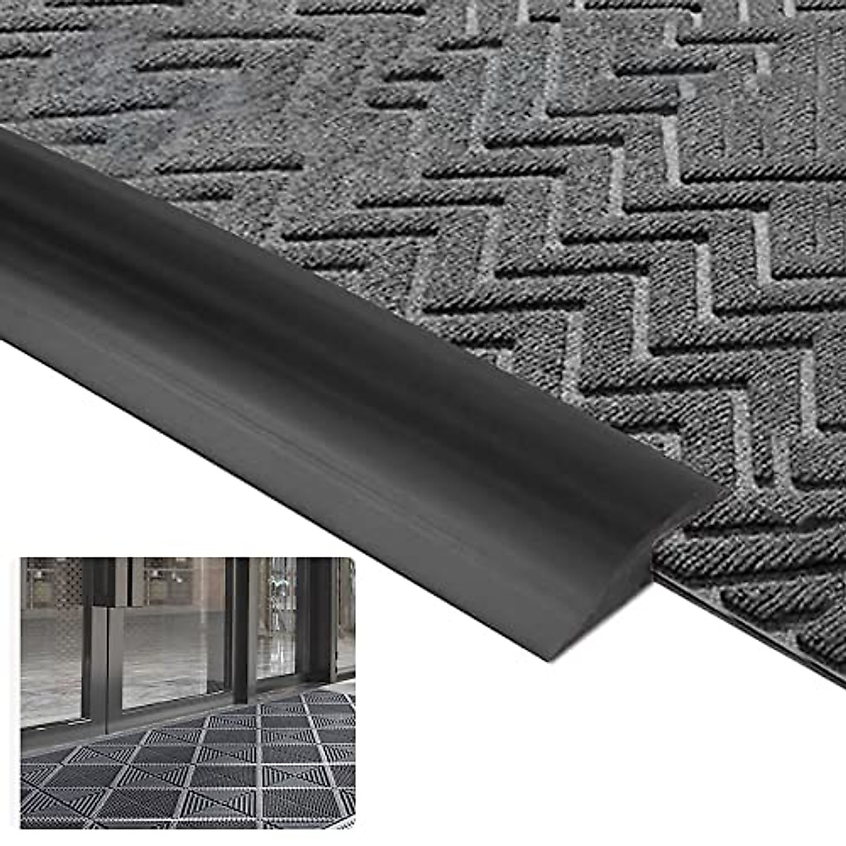 Urdrsaf 10Ft Black Floor Transition Strip Floor Edging Trim PVC Threshold Strips Suitable for Thickness Less Than 5mm