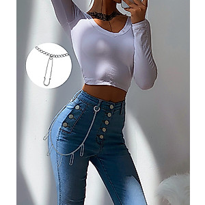 Kakonia 9 Pcs Pants Chain Pocket Chain Butterfly Lock Star Hip Hop Punk Belt Wallet Chains Multi-Layer Jean Chains for Women Men