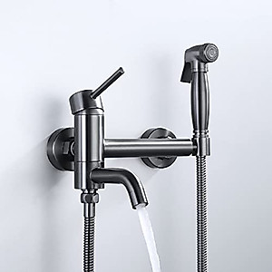 MINJING Bidet Sprayer Kit for Toilet Grey Hand Held Sprayer Toilet Sprayer Tap Attachment Bathroom Toilet Bidet Mixer Spray Kit,Shower Hose