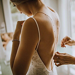 Tgirls Dainty Crystal Body Chain Sexy Backdrop Necklace Body Jewelry for Women and Girls (Silver)