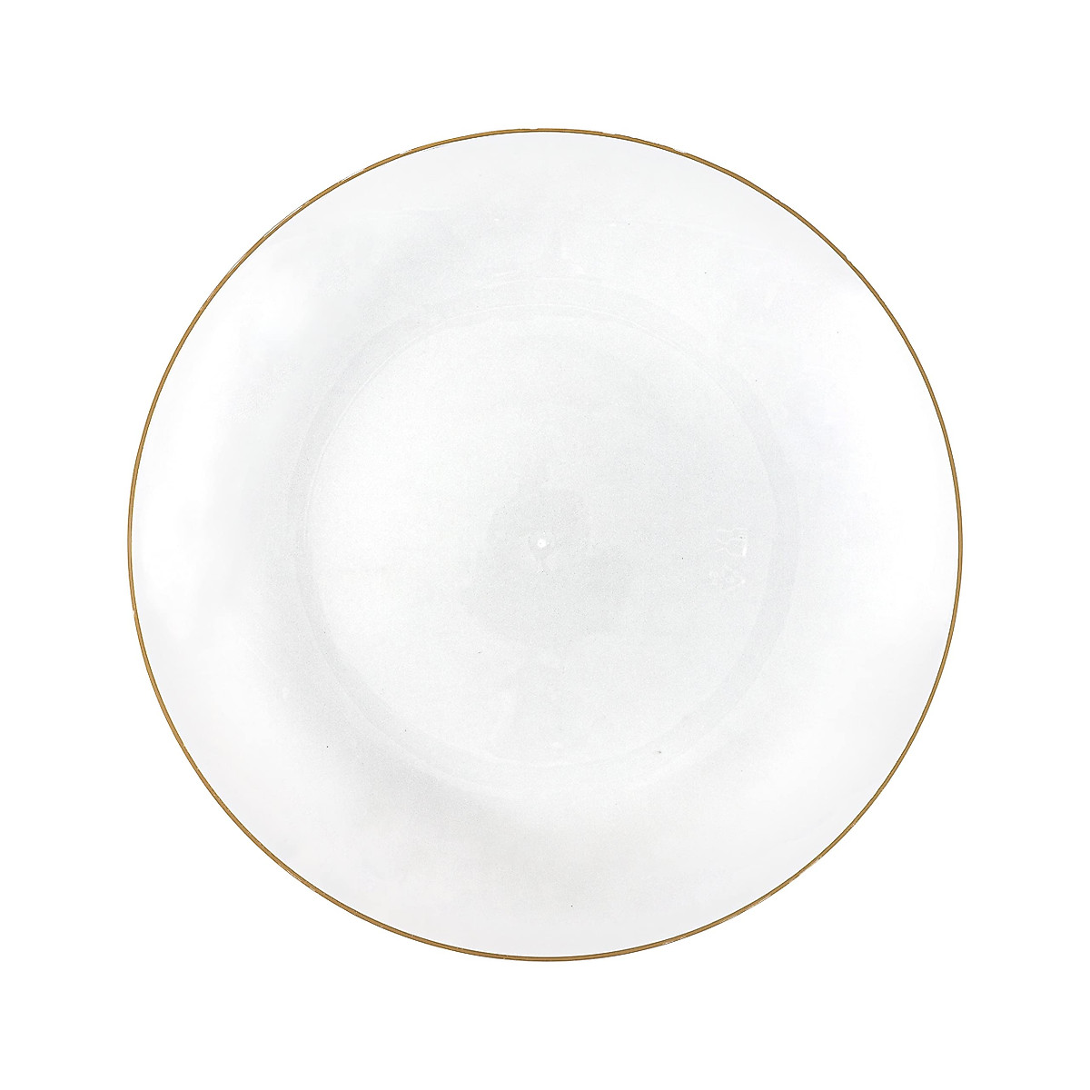 PLASTICPRO 30 Pack Hammered Plastic Plates Heavyweight Disposable Plastic Plates Elegant Transparent White With Gold Rim Platsic Party Dishes (Transparent White With Gold Rim, 9'' INCH PLATES)