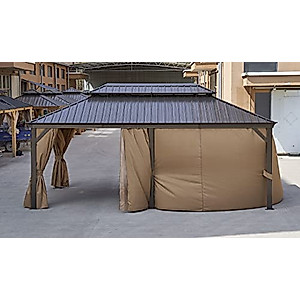 EMKK 12'x20' Gazebo Double Aluminum Composite Roof Permanent Pavilion Gazebo Outdoor Hardtop Aluminum Frame Canopy with Curtains and Netting for Backyard Patio Lawn Garden,Alu Gazebo w/Steel Canopy