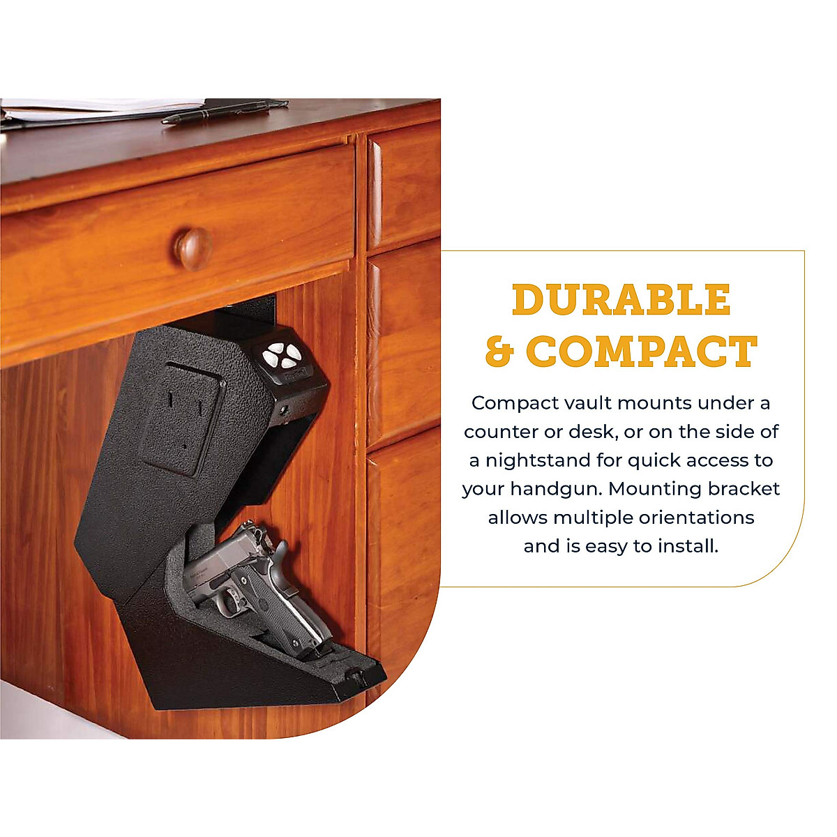 SnapSafe Drop Box Keypad Vault – Keypad Handgun Safe for Handguns – 4-6 Keypad Entry with Backup Keys – Black, Measures 13.5 (H) x 7.5 (W) x 3.6 (D) Inches - Item 75431