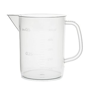 EISCO Plastic Pitcher, 500mL - Short Form, Euro Design - Molded Graduations - Chemical Resistant & Autoclavable Polypropylene - Measuring Jug Labs