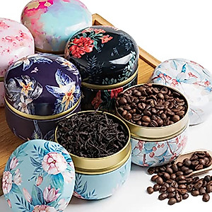 Tea Storage Container Tea tins WEMEGA Tea coffee Container capacity 10oz Candy Chocolate Sugar Spices Herbs and Spices Perfect For Keeping Dry and Storing Loose Tea Leaves 6pack