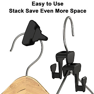 DAIFANNUO 80pc Space Clothes Hanger T-Shape Connector Hooks for Saving Closet Organization and Storage Cascading Black Premium Closet Heavy Duty Hanger Hooks Durable Hanger Connector Hooks