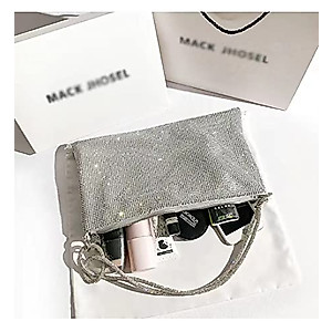 ALSTYTURE Evening Prom Bag for Women - Diamond Bling Handbag for Girls - Sparkly Rhinestone Purse Underarm Hobo Clutch Bag (silver)