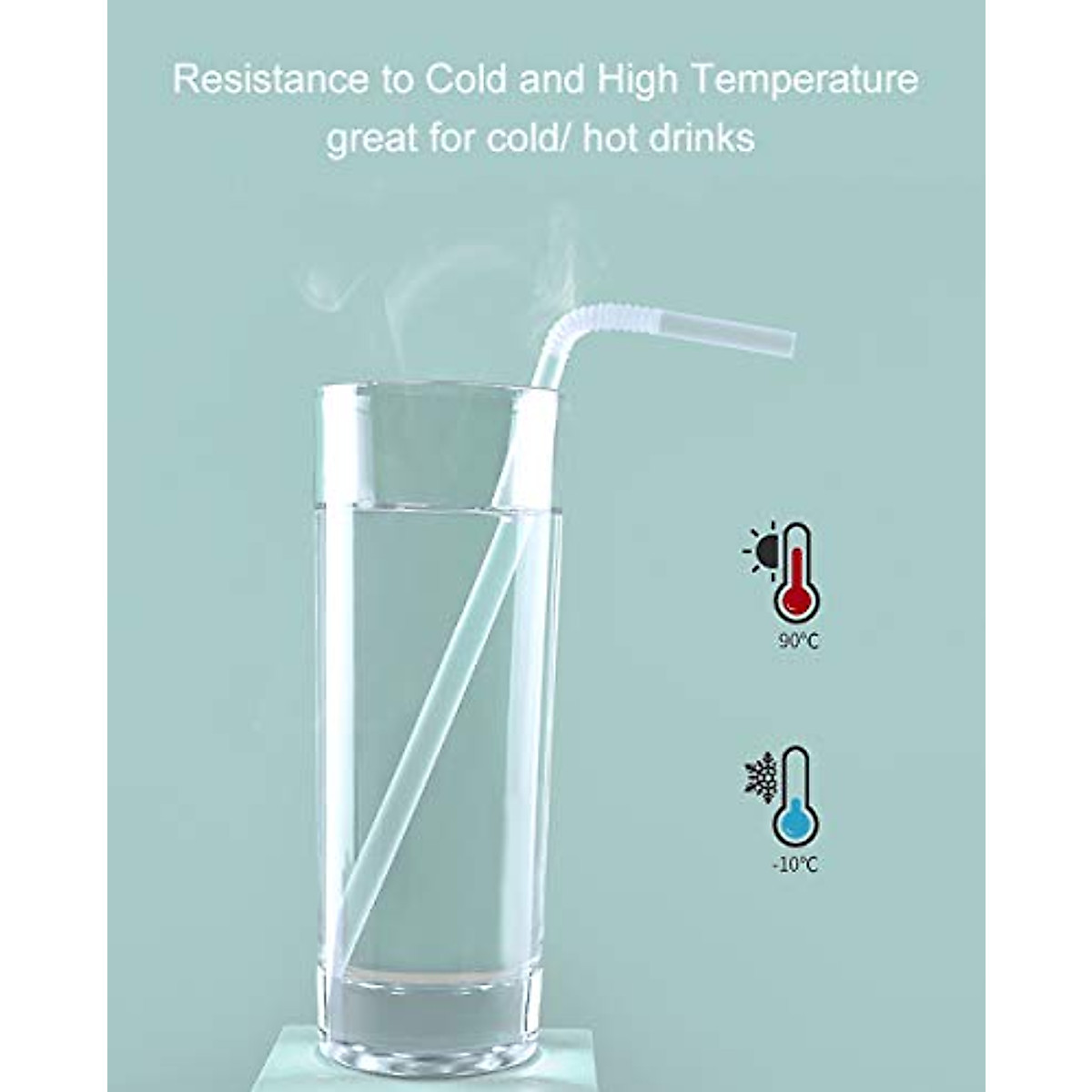 ALINK 500-Pack Clear Flexible Drinking Straws, Plastic Disposable Bendy Straws - 7.75" x 0.23"